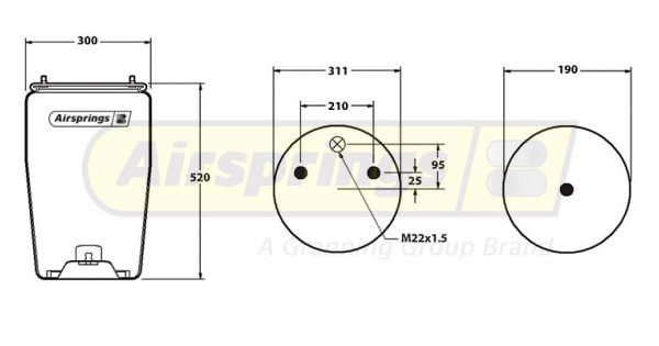 AIRSPRING SERVICE ASSEMBLY - BPW (TYPE-36) | 0542940010 881MB