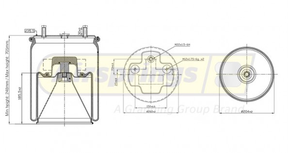 AIRSPRING COMPLETE - BPW – (NO CAST MOUNTING PLATE)