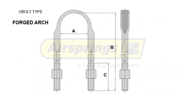 TRAILING ARM U-BOLT - BPW M24 128x300x120 | 0313841384