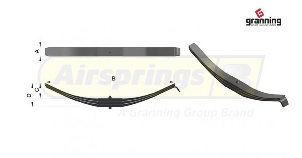 3 LEAF PARABOLIC SPRING 76MM - GRANNING SUSPENSIONS