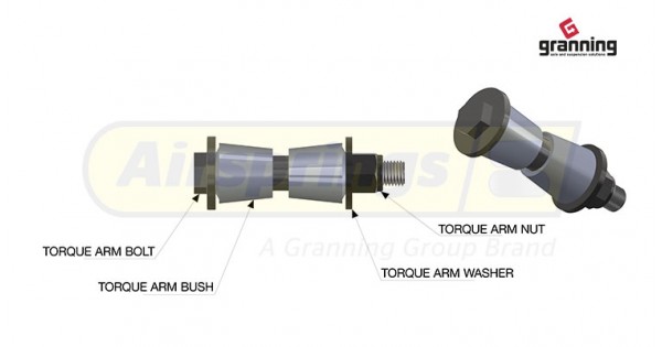 TORQUE ARM ASSEMBLY 100MM WIDE SPRING SUSPENSION - GRANNING SUSPENSIONS